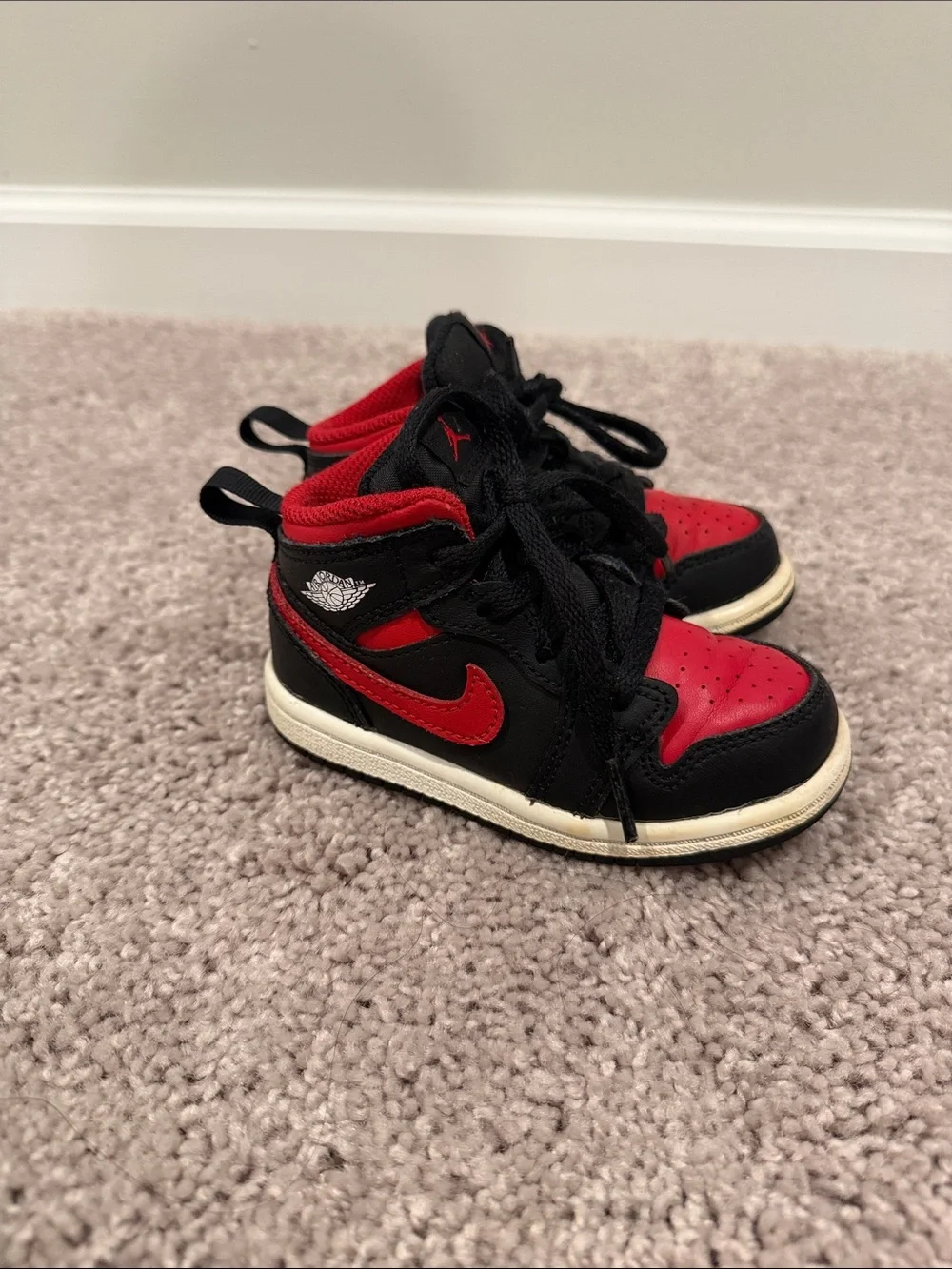 Jordan | Shoes | Jordan Toddler Hightop Sneakers In Black And Red ...